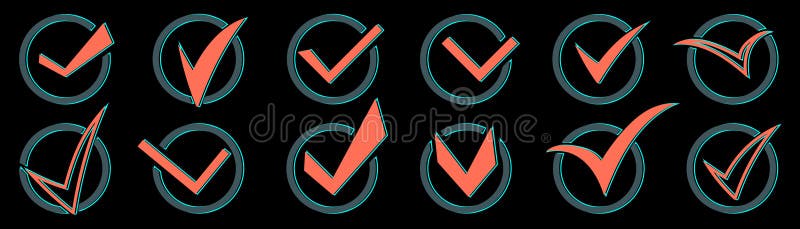 Check Mark Icon Set. Circle Tick Approved Modern Symbol Stock Vector ...
