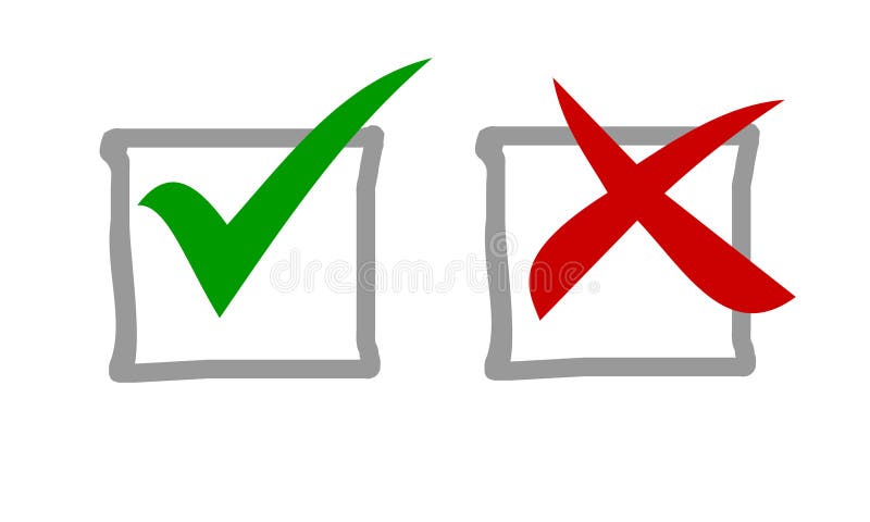 Check Mark Icon Set in Green and Red Color. Stock Vector - Illustration ...