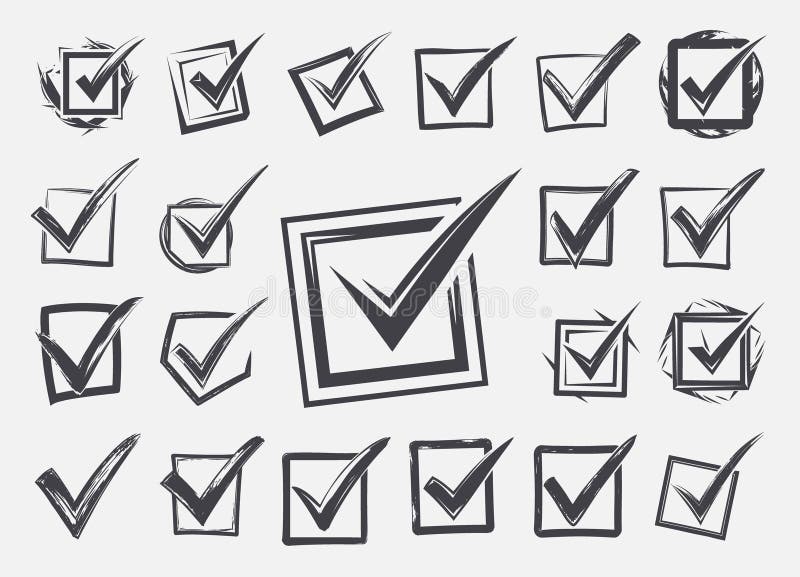 Check Mark Icon Set, Right Ok Agree Correct Stock Vector - Illustration ...