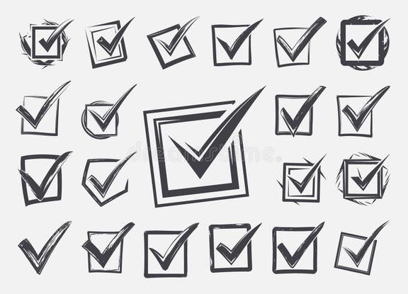 Check Mark Icon Set, Right Ok Agree Correct Stock Vector - Illustration ...