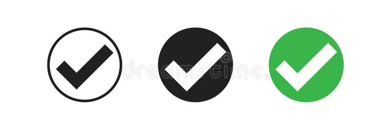 Check Mark Icon Set. Simple Web Correct Sign. Checkmark Symbol Stock ...