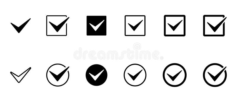 Check Mark Icon Set. Square and Circle Shape Stock Vector ...