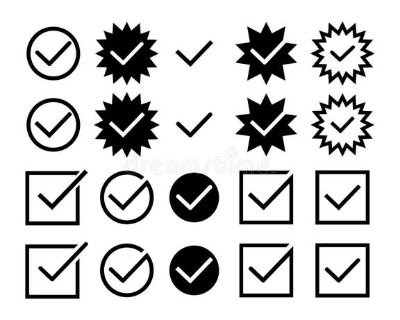 Check Mark Icon Set. Vector Check Mark Set. Checked Checkbox Sign ...
