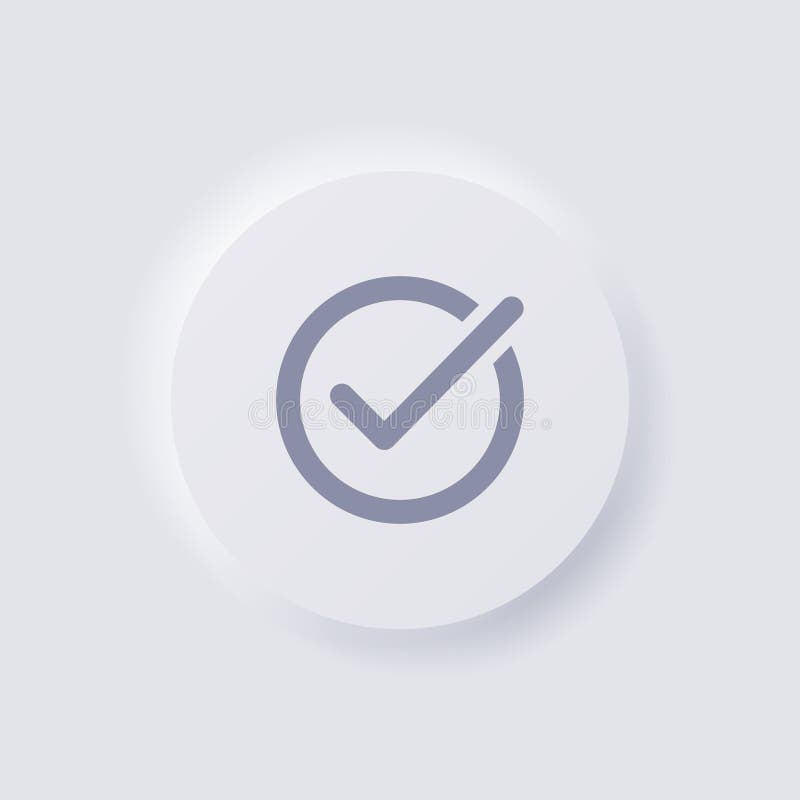 Check Mark Icon, Tick Icon, White Neumorphism Soft UI Design. Stock ...