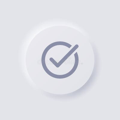 Check Mark Icon, Tick Icon, White Neumorphism Soft UI Design. Stock ...