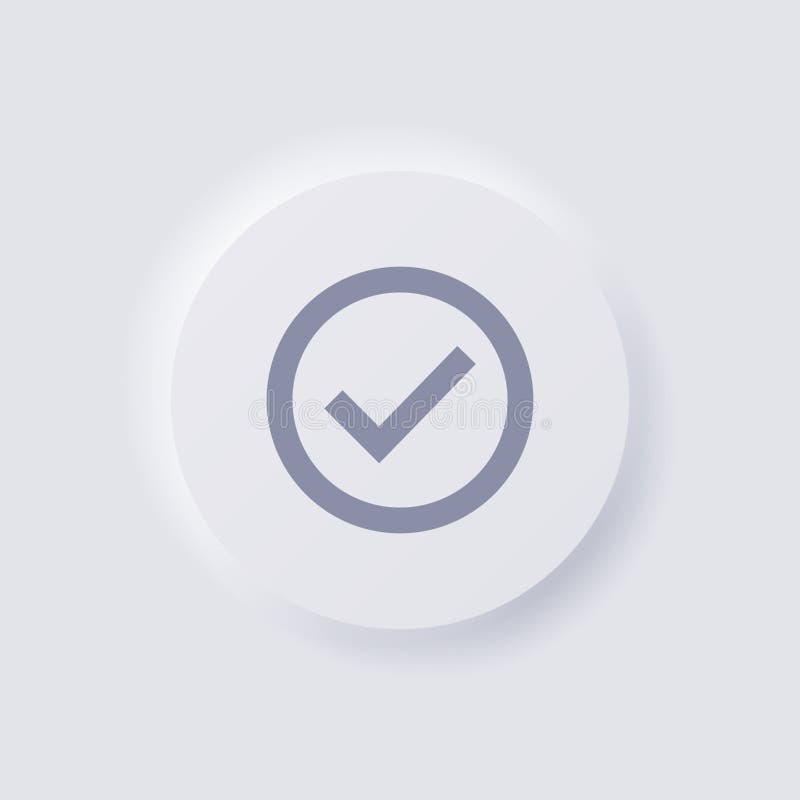 Check Mark Icon, Tick Icon, White Neumorphism Soft UI Design. Stock ...