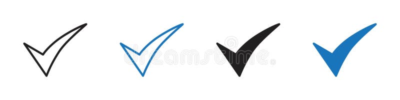 Check Mark Icon Vector Set Outline Stock Illustration - Illustration of ...