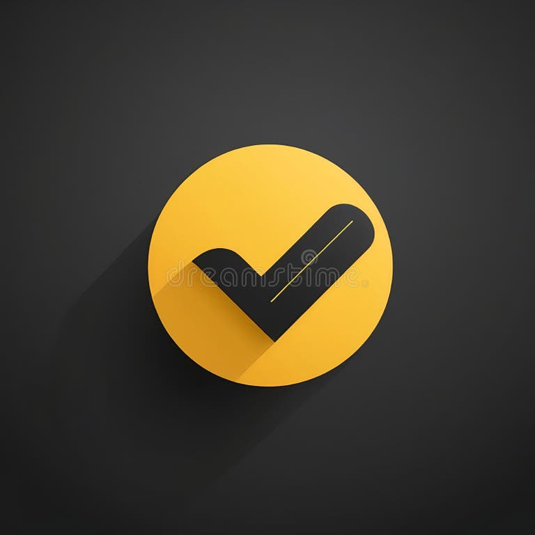 Check Mark Icon on Yellow Circle Approval or Task Completed Stock ...