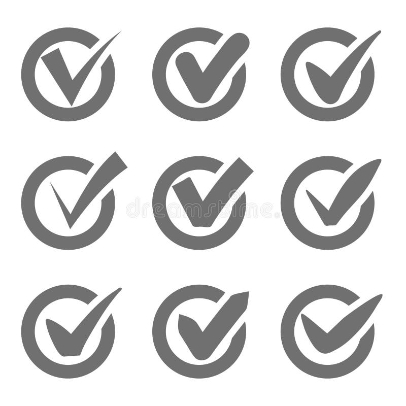 Check Mark Icons. Grey Tick Check Marks in Circles Stock Vector ... Check Mark Icons. Grey Tick Check Marks in Circles Stock Vector ...