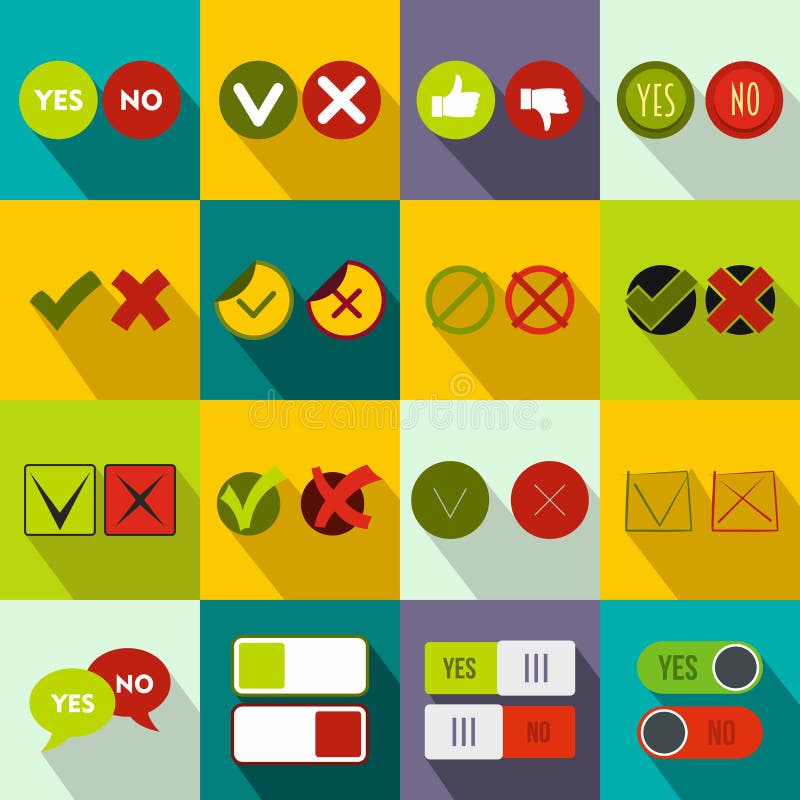 Check Mark Icons Set, Flat Style Stock Vector - Illustration of choice ...