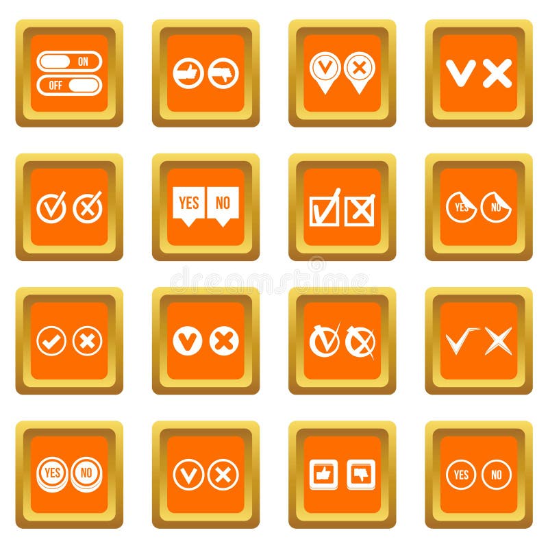 Check Mark Icons Set Orange Stock Vector - Illustration of green ...