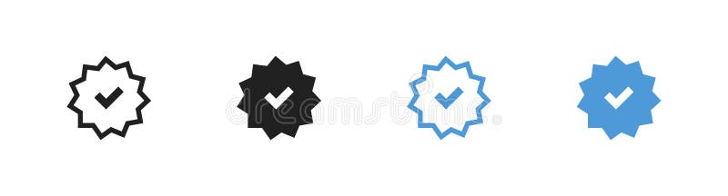 Check Mark Icons Set. Profile Verification Blue Button in Flat Stock ...