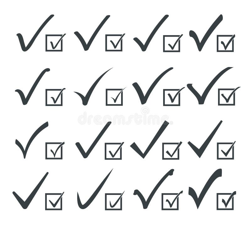 Check Mark Icons on White Background Stock Vector - Illustration of ...