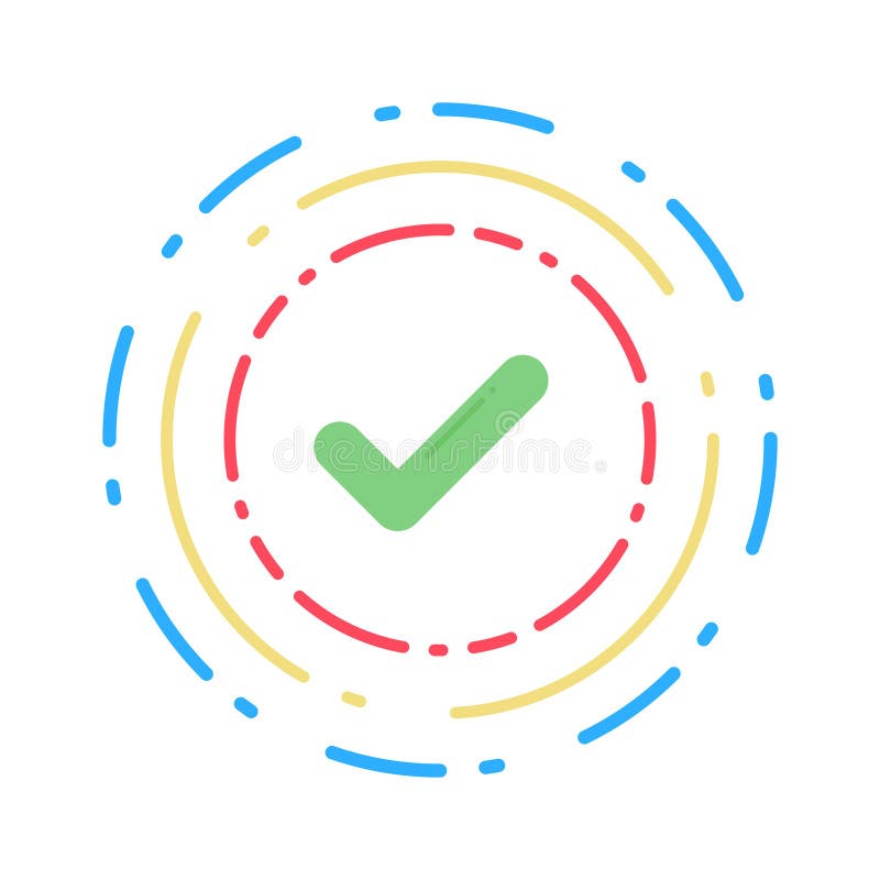 Check Mark Inside Circle Depicting Concept Flat Icon of Verified Stock ...