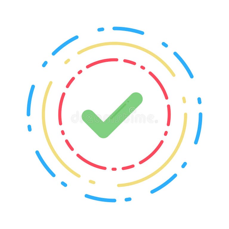 Check Mark Inside Circle Depicting Concept Flat Icon of Verified Stock ...