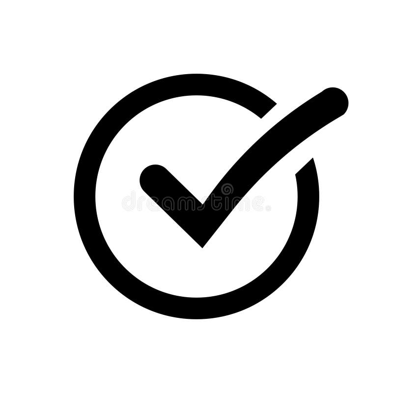 Check Mark Isolated on White Background. Check List Button Black Color ...