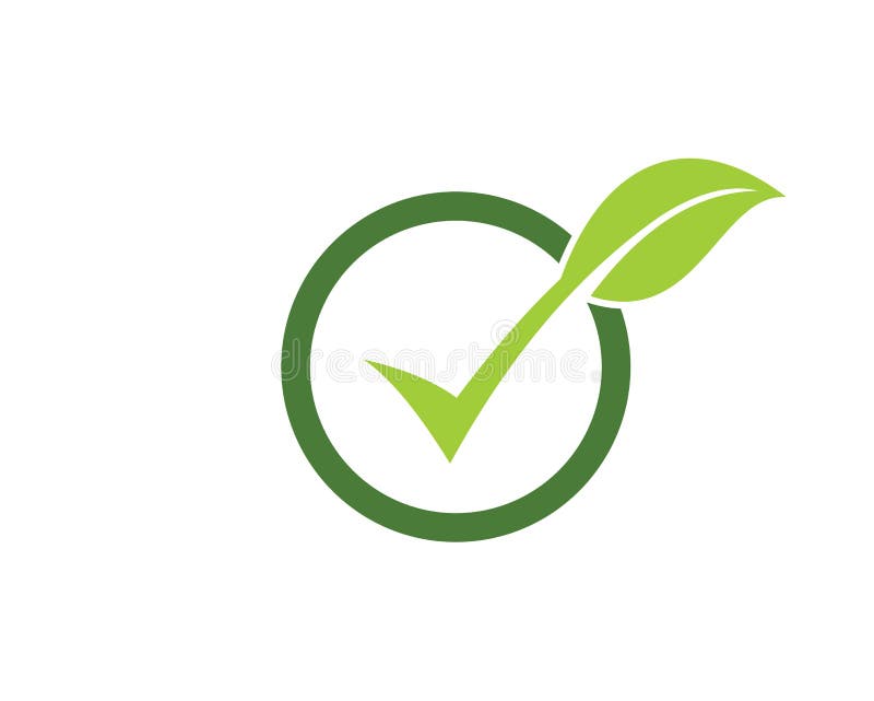 Check Mark with Leaf Inside Circle Vector Logo Design, Organic and ...