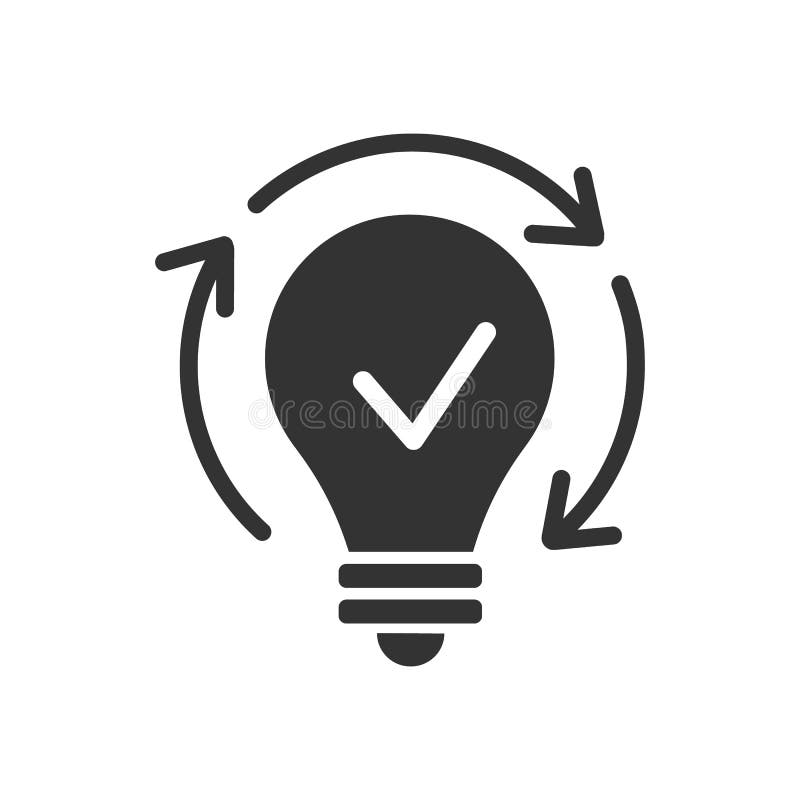 Check Mark in Light Bulb Icon. Idea Concept Vector Icon Stock Vector ...