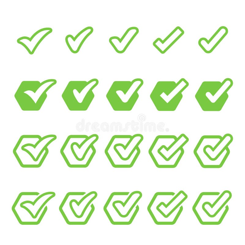 Check Mark Icon Set stock vector. Illustration of approved - 303259616