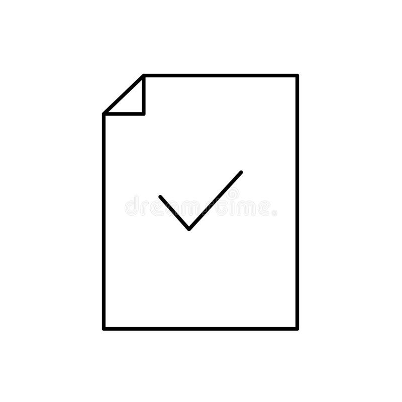 Check Mark Line Document Icon. Approve Linear Symbol Stock Illustration ...