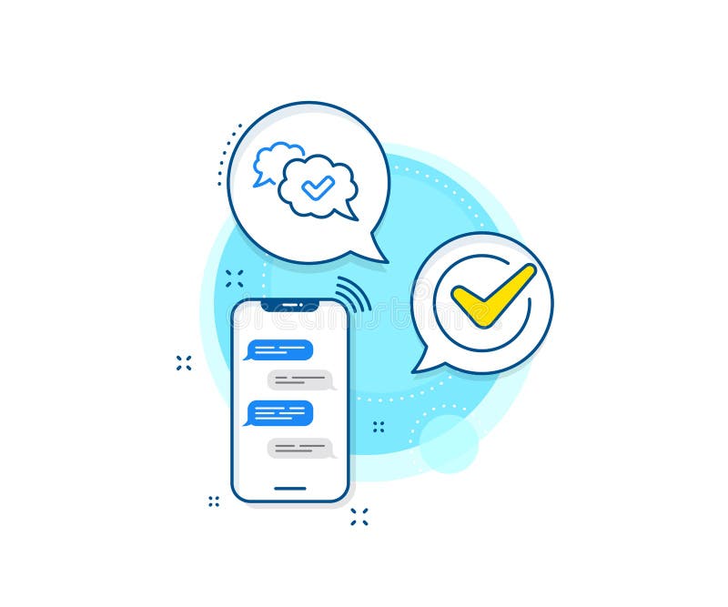 Check Mark Line Icon. Approved Comic Sign. Speech Bubble Chat. Vector ...