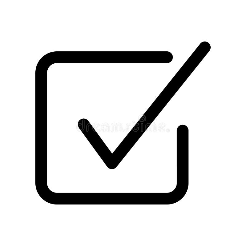 Check Mark Line Icon Isolated on White Background. Black Flat Thin Icon ...