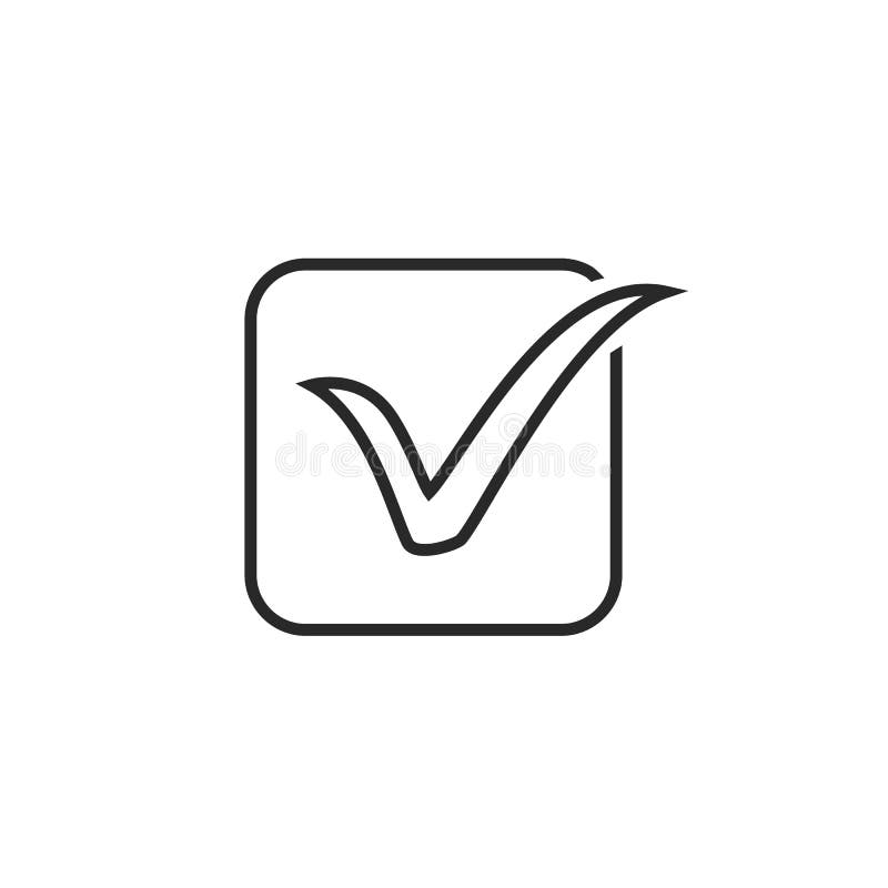 Check Mark Line Icon Symbols Vector in Flat Stock Vector - Illustration ...