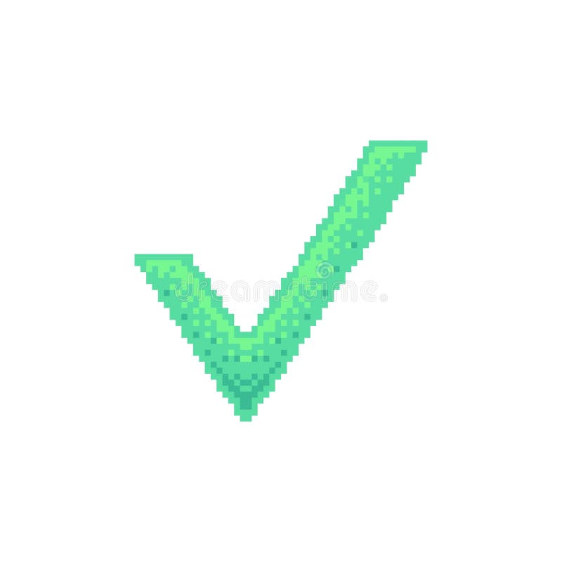 Check Mark Logo Icon in Pixel Art Stock Vector - Illustration of ...