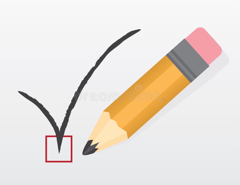 Check Mark Large Pencil stock vector. Illustration of yellow - 29762554