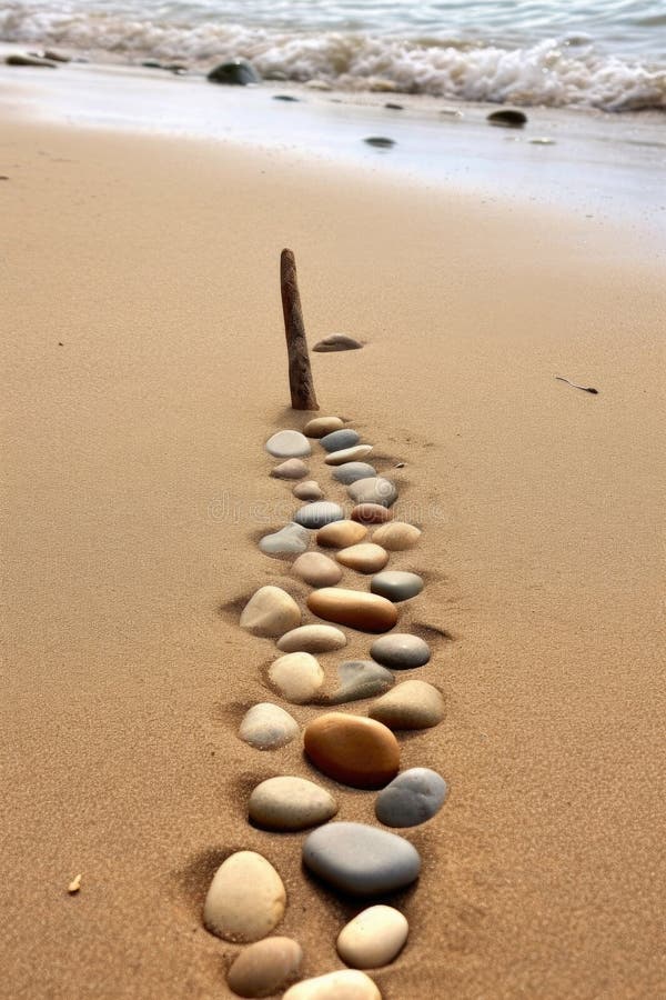 Check Mark Made with Pebbles on the Beach Stock Illustration ...
