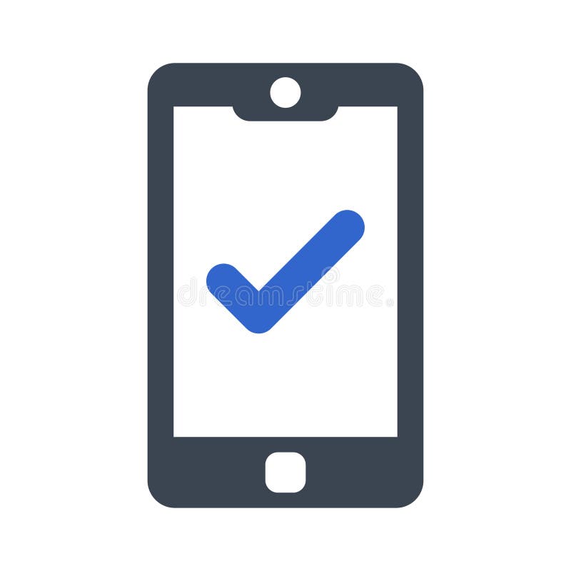 Check mark on mobile icon stock vector. Illustration of icon - 212679450
