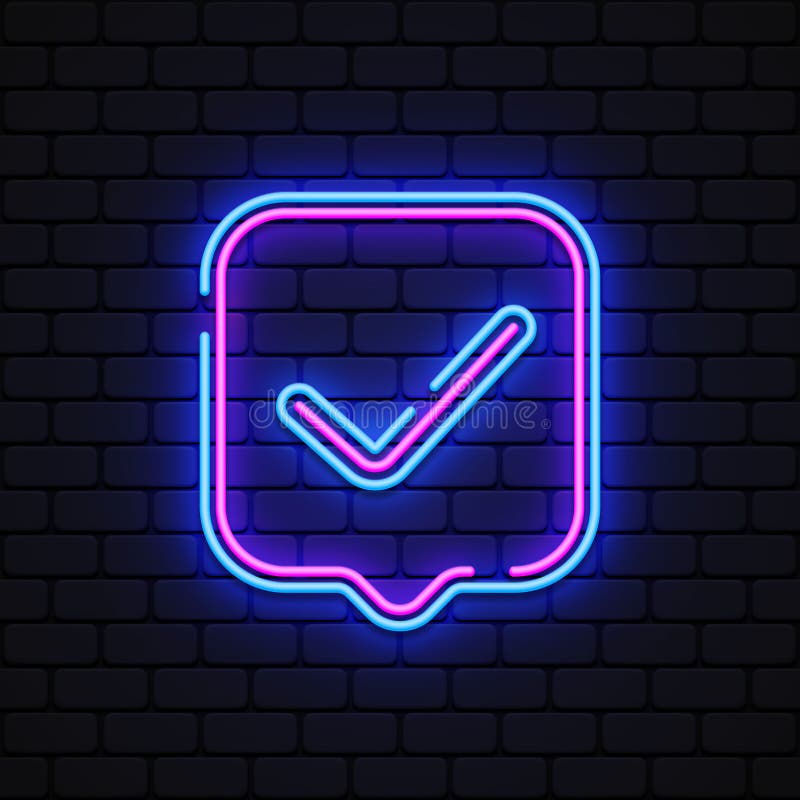 Check Mark Neon Sign, Great Design for Any Purposes. Template with ...