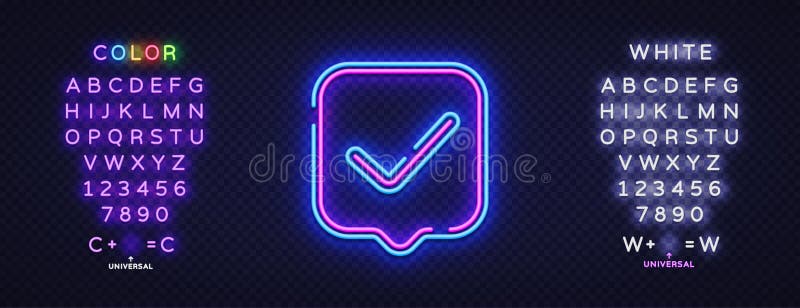 Check Mark Neon Sign, Great Design for Any Purposes. Template with ...