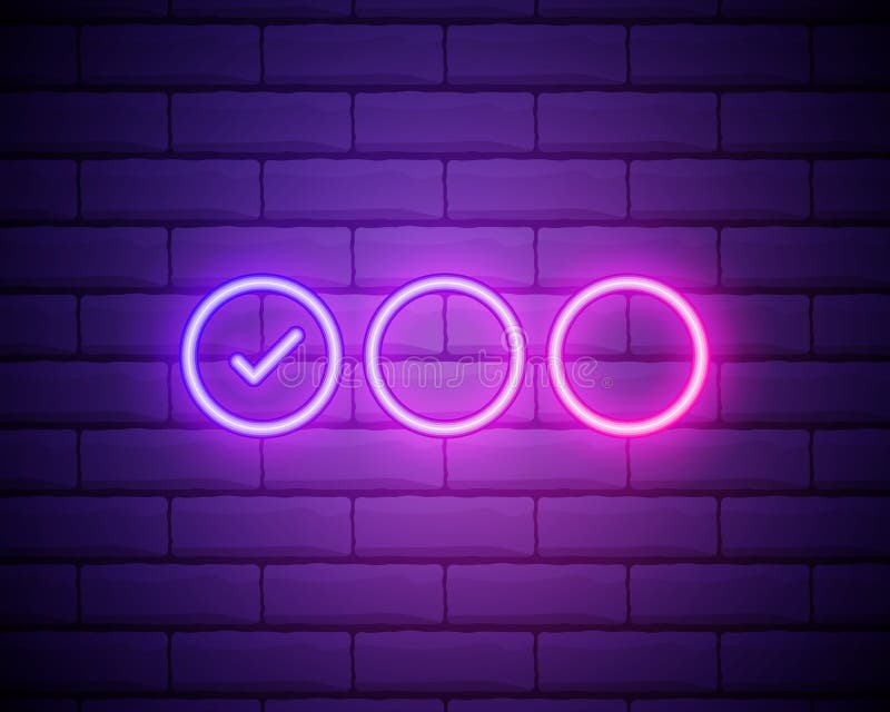 Check Mark in Neon Style. Tick Check Marks. Retro Signs with Glowing ...