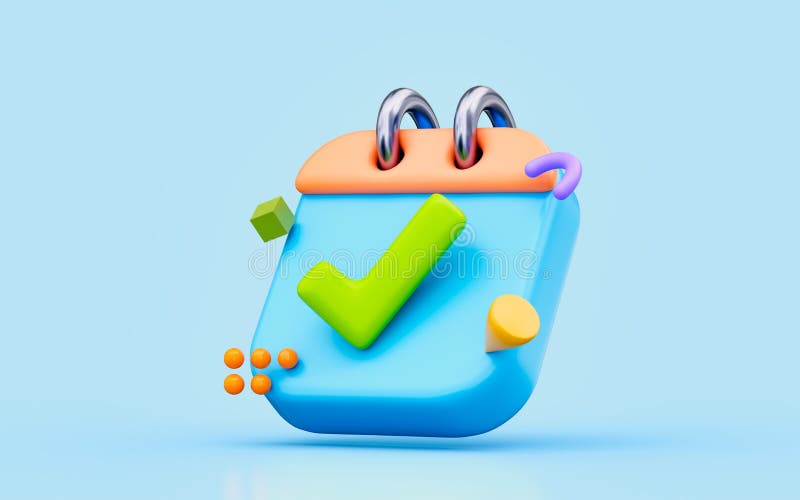 Check Mark with Notepad 3d Illustration Confirm Paper Work Stock ...