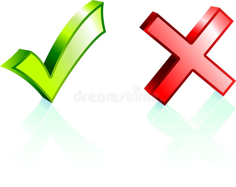 Check and X Mark Under Magnifying Glass Stock Vector - Illustration of ...