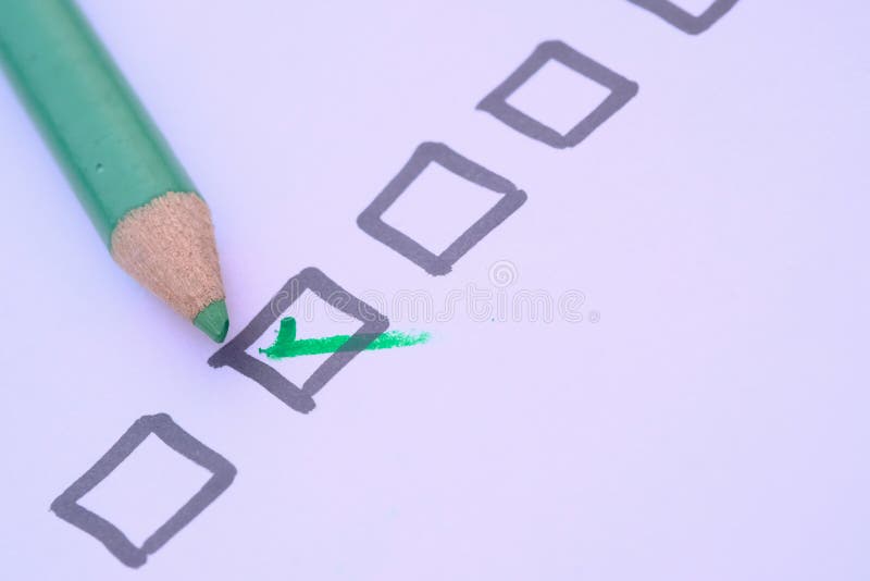 Check Mark on Paper with Green Pen Stock Photo - Image of form ...