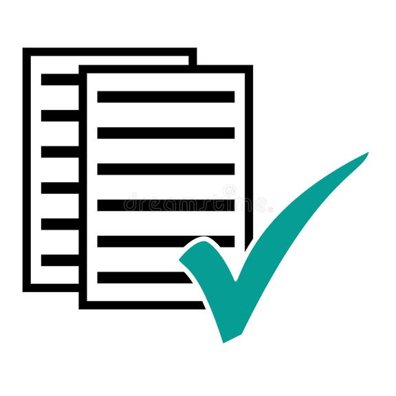 Check Mark and Papers - Documents Checked Icon Stock Illustration ...