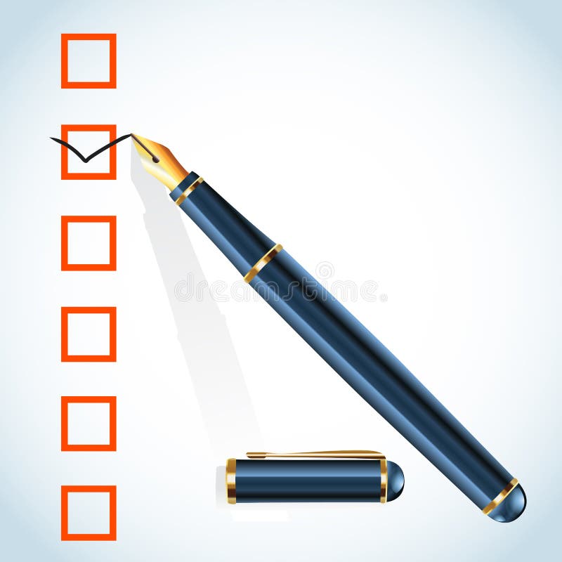 Check mark and pen stock vector. Illustration of background - 23497312