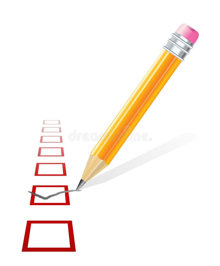 Check mark and pencil stock vector. Illustration of design - 23497294