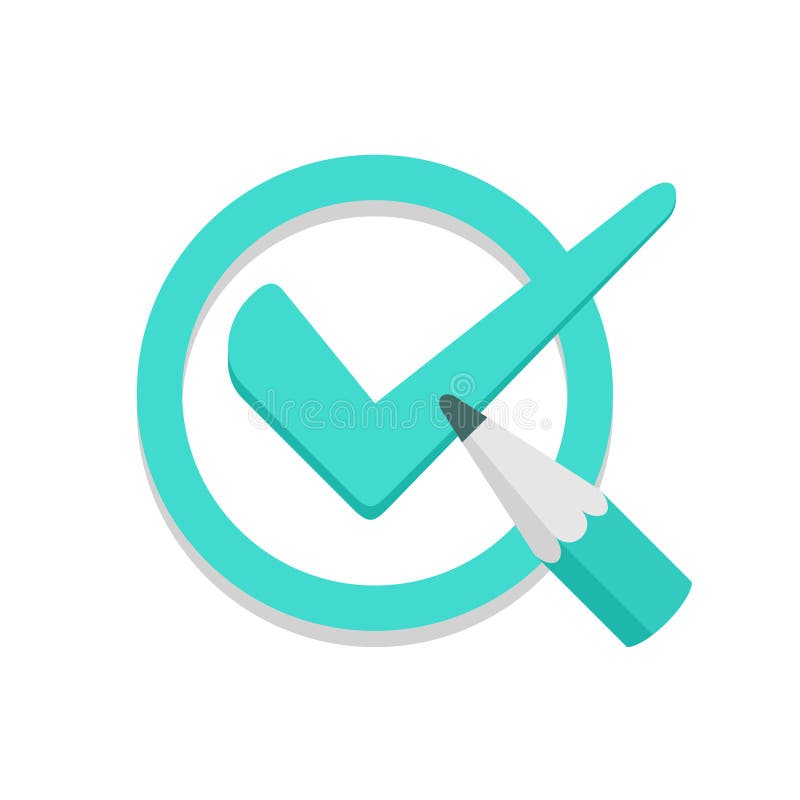 Check mark with pencil stock vector. Illustration of option - 17557219