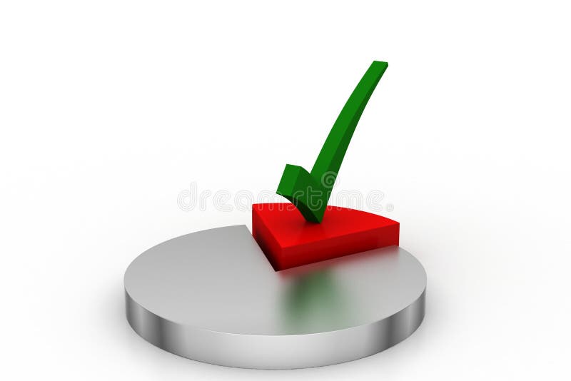 Check mark with pie chart stock illustration. Illustration of design ...