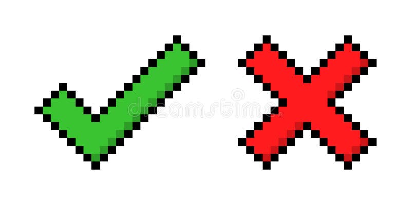 Check Mark Pixel Icon Set. Vector Stock Vector - Illustration of label ...
