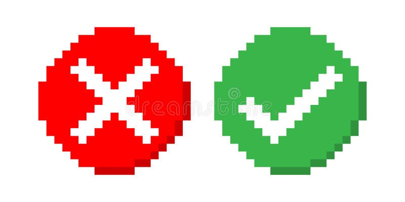 Check Mark Pixel Icon Set. Vector Stock Vector - Illustration of ...