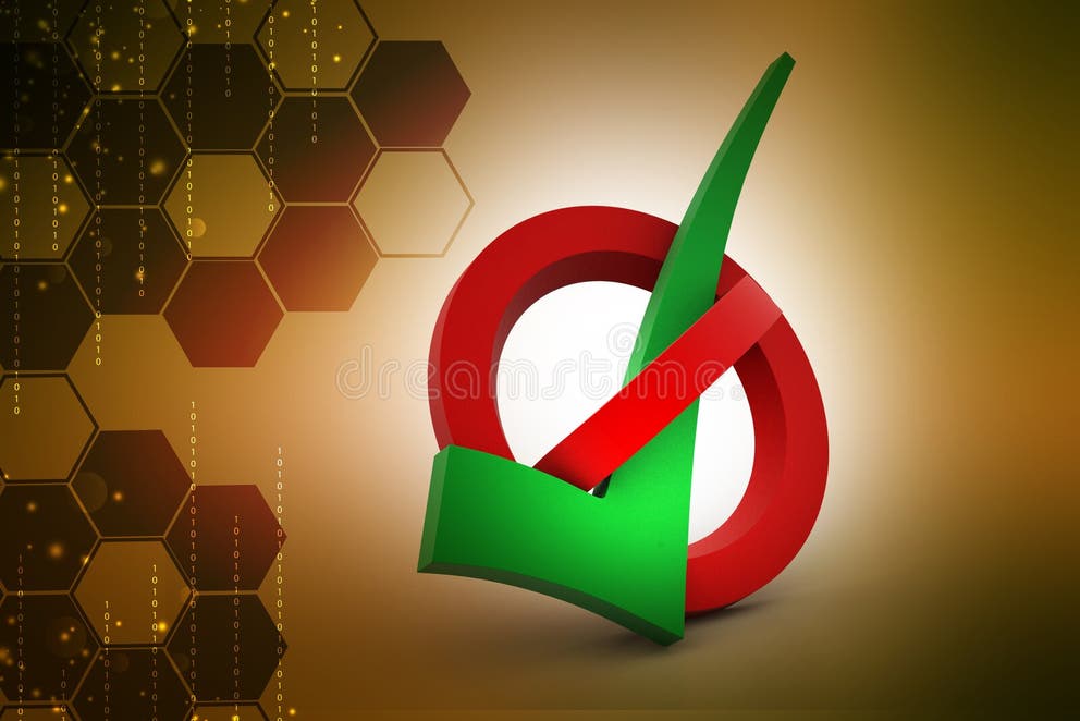 Check Mark in Prohibition Sign Stock Illustration - Illustration of ...