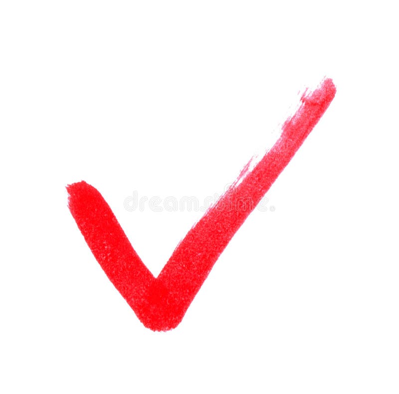 Check Mark with Red Color Painted with Paintbrush Stock Photo - Image ...