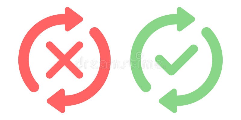 Check Mark Refresh and Cancel Icons Set Stock Illustration ...