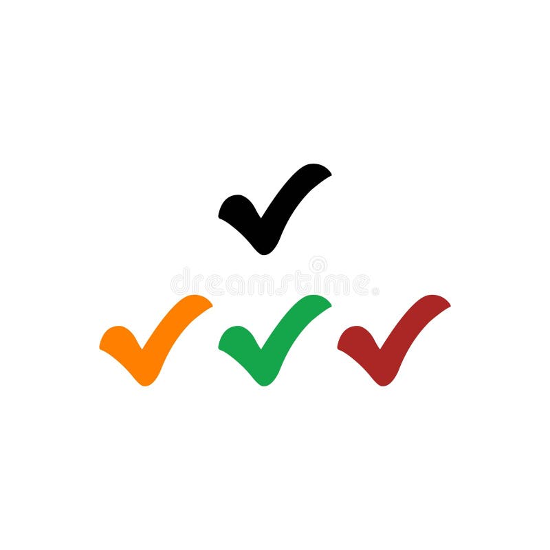 Check Mark Right or Correct Icon. Different Colors Checklist Vector ...