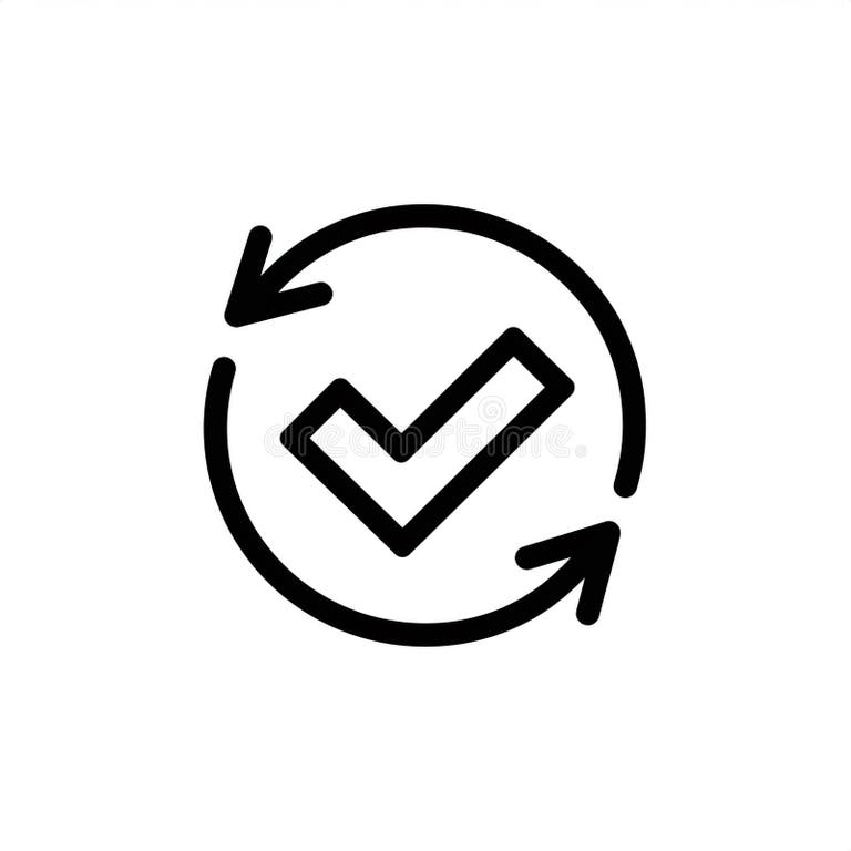 Check Mark with Rotating Arrows, Symbolizing Validation, Approval, and ...