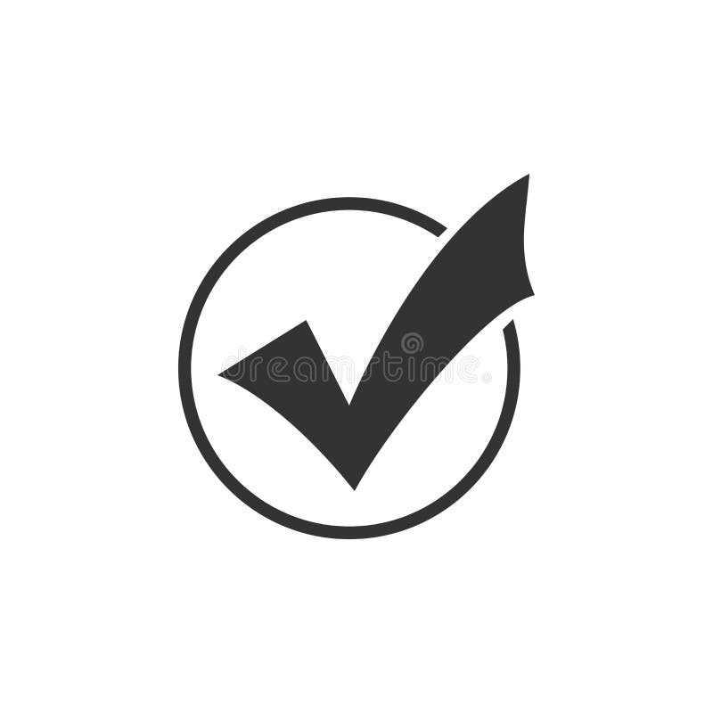 Check Mark in Round Icon Isolated on Black, White and Transparent ...